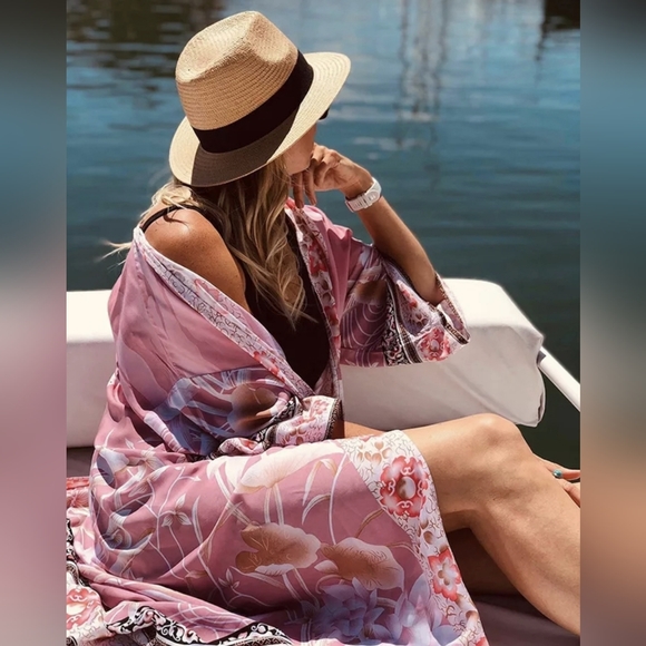 Boutique | Swim | New Boho Retro Floral Kimono Maxi Duster Robe Jacket ...